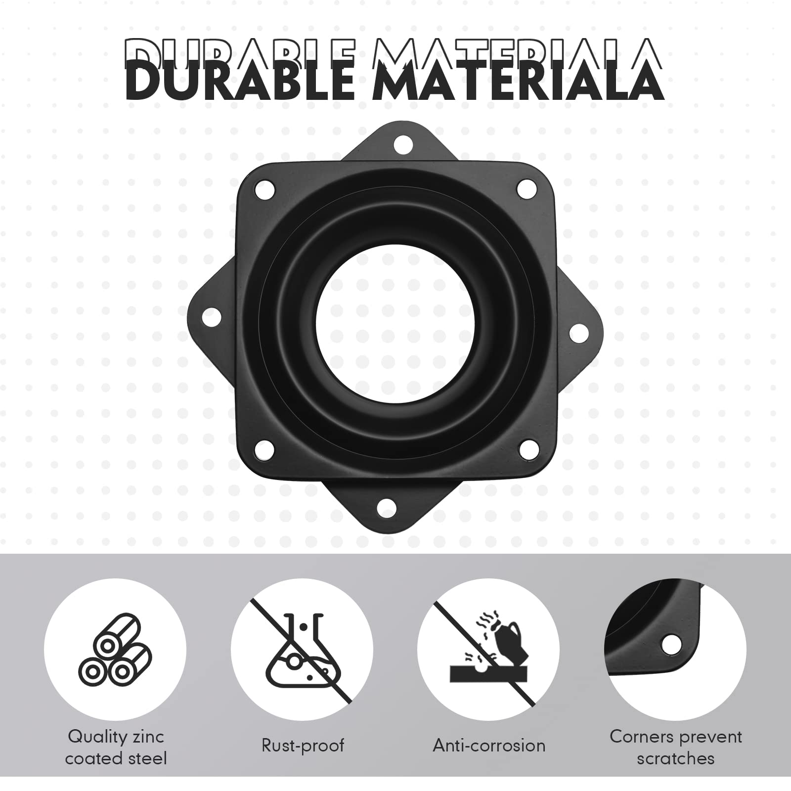 24 Pcs Lazy Susan Hardware Turntable Bearings 3 Inch Square Rotating Bearing Plate Swivel Plate Lazy Susan Square for Serving Trays, Kitchen Storage Racks, Craft Table, Makeup Holder, 0.34 Inch Thick