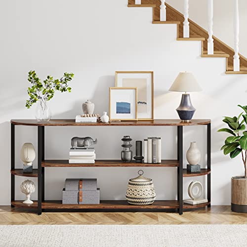 Tribesigns 70.9 Inch Extra Long Console Table, Industrial Sofa Table Behind Couch, Entry Table with Storage for Entryway, Hallway, Living Room, Rustic Brown