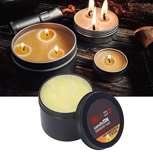 Cuifati Survival Candle, 3 Wicks 36 Hours Burning Portable Emergency Candle for Camping, Picnic, Home & Office