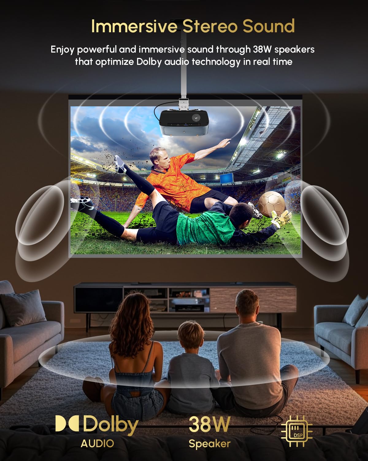 HD Smart Wi-Fi Portable Projector Android 5000+ Apps, 7000Lumen LCD Bluetooth Movie Projectors Home Entertainmen,Compatible with HDMI USB VGA Netflix Prime Video Wireless Cast Smartphone Projector