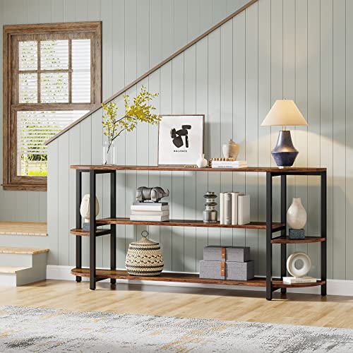 Tribesigns 70.9 Inch Extra Long Console Table, Industrial Sofa Table Behind Couch, Entry Table with Storage for Entryway, Hallway, Living Room, Rustic Brown