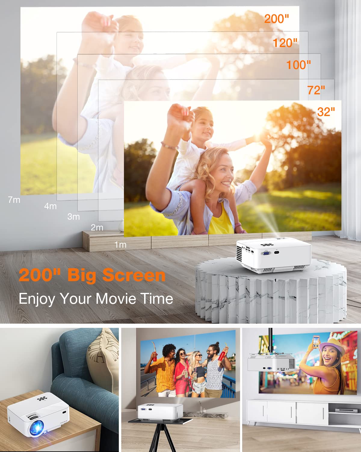 Mini Projector, TOPVISION 4000LUX Outdoor Movie Projector with Screen Mirroring,Full HD 1080P Supported LED Projector, Compatible with Fire Stick,HDMI,VGA,USB,TV,Box,Laptop,DVD