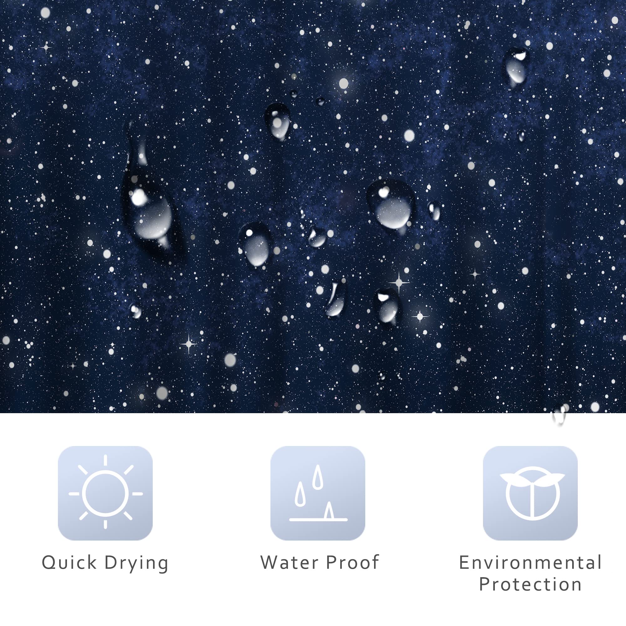 Riyidecor Night Sky Space Shower Curtain (No Glitter) Star Bathroom Decor 72Wx72H Inch Backdrop Dark Blue Cosmic Starry Fantasy Galaxy Universe Outer Space Fabric Waterproof 12 Plastic HooksRY-KKCQ
