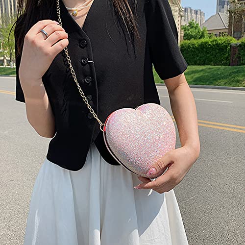 Elegant Sequins Love Heart-shaped Evening Clutch Bag Diamonds Ladies Handbags