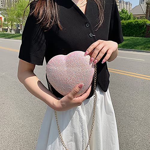 Elegant Sequins Love Heart-shaped Evening Clutch Bag Diamonds Ladies Handbags