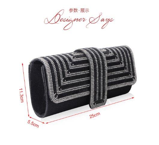 Women Evening Rhinestone Bags,Wedding Cocktail Prom Clutches Party Sparkling Rhinestone Purse (Black)