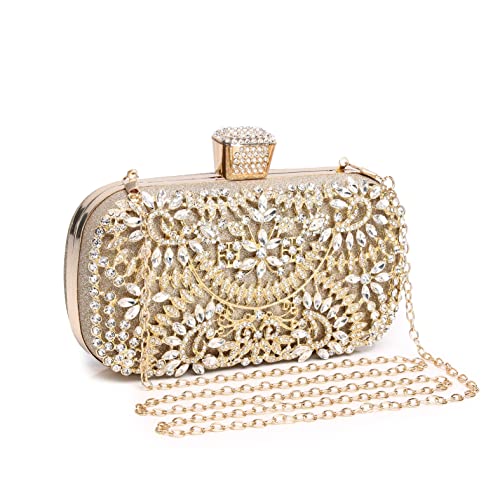 Vintage Bridal Clutch Evening Purse Gold Party Purse Prom Handbag Gold Bridal Clutch Party Gold Purse for Party Women Clutches Evening Wedding Clutch Gold Evening Clutch Prom Purses and Handbags(Glod)