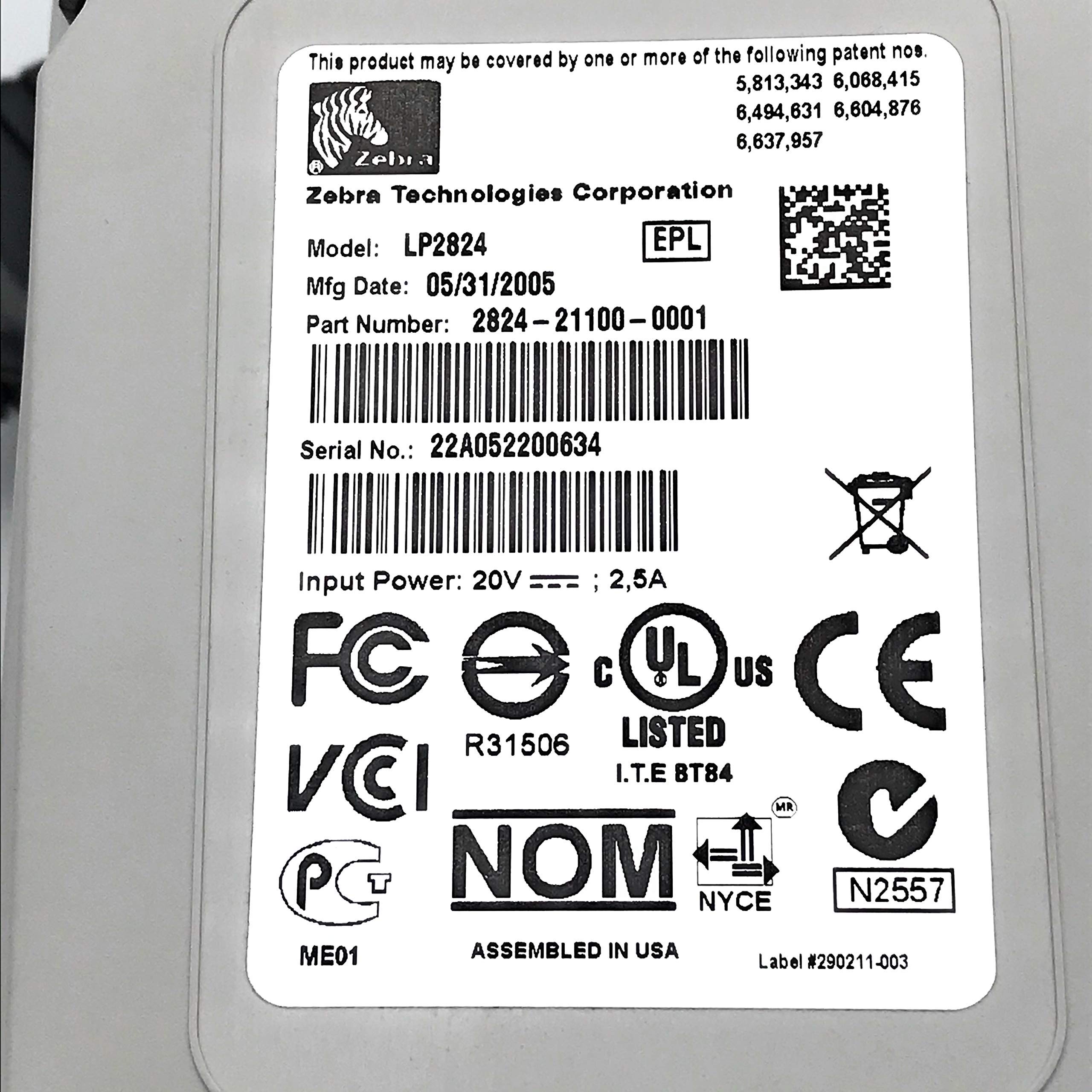 LP2824 Barcode Label Printer, USB and Serial Interface, 2 Inch, Direct Thermal, EPL, with Power Supply (Renewed)