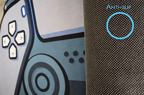 Jasde Gamer Controller Rug Gaming Room Decor Bedroom Living Rugs Washable Blue 3 x 2 Feet (90 x 60 cm)