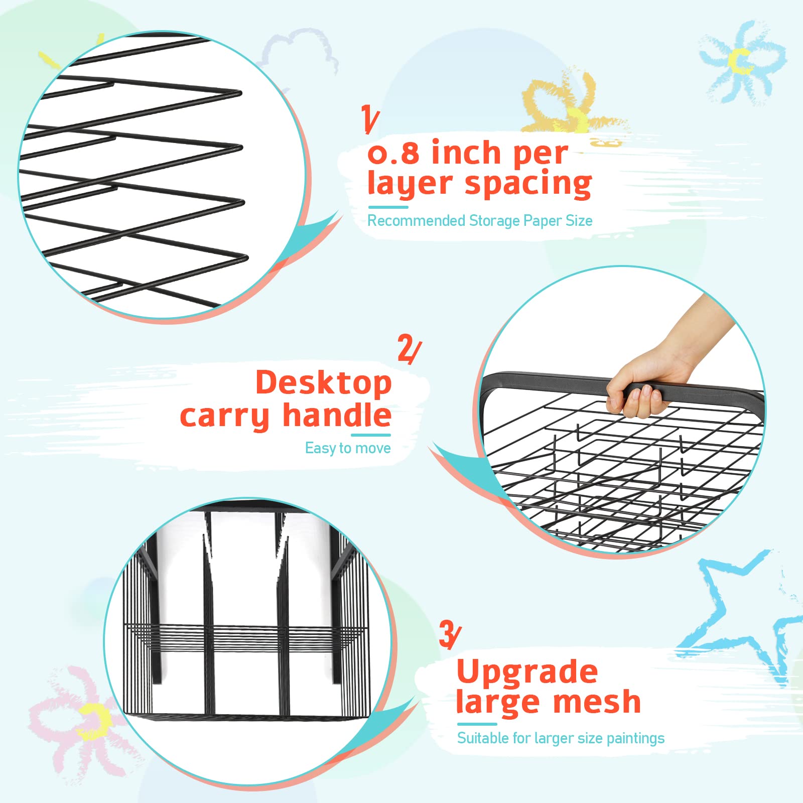 Lzttyee Art Drying Rack for Classroom Paint Drying Rack Art 20 Shelves Metal Desktop Artwork Storage Display Rack Art Drying Rack for Classroom Painting Crafts (20 Shelves-1)