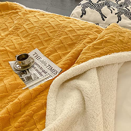 MERRYLIFE Sherpa Fleece Throw Blanket Cozy Soft 3D Stylish Design Fuzzy Thick Warm Blanket for Couch Sofa Bed (50" 60",Light Yellow)