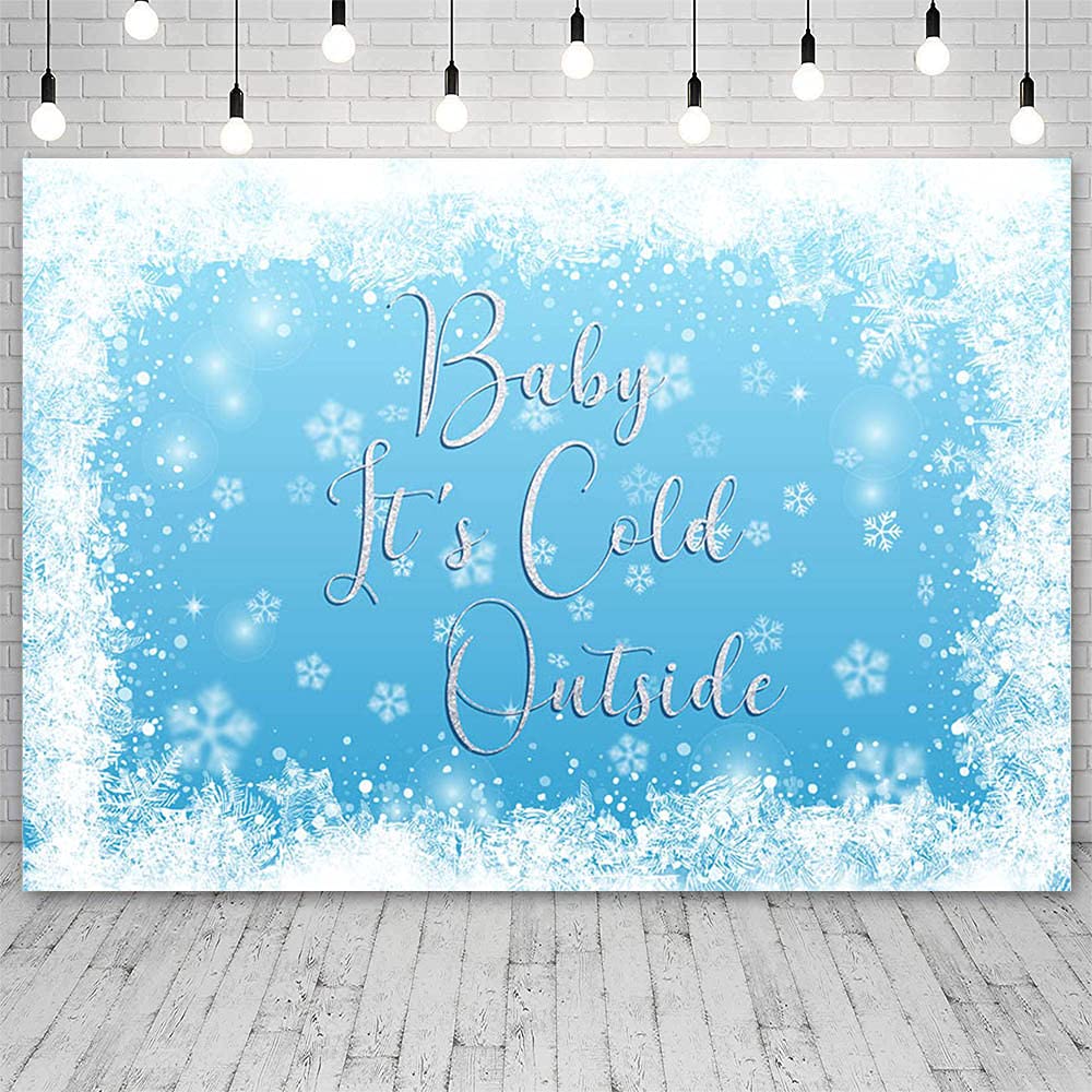 ABLIN 8x6ft Baby It's Cold Outside Backdrop Winter Baby Shower Party Decorations Snowflakes Ice Blue Wonderland Photo Background Snowfall Banner Photo Shoot Props