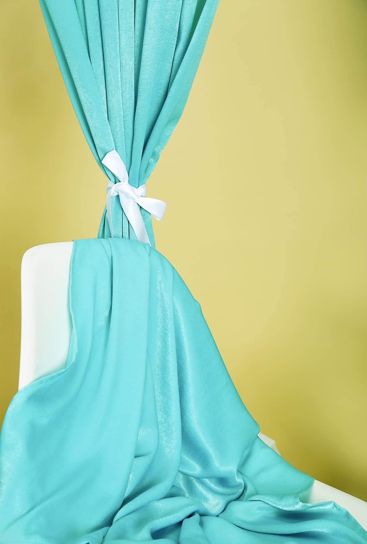 SHERWAY 9.6 Feet x 10 Feet Aqua Silky Soft Curtain Wedding Backdrop Drapes, Slightly Shiny Satiny Window Curtains for Party Ceremony Decoration