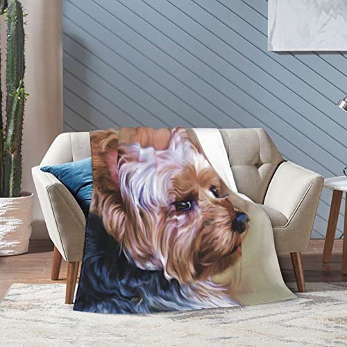 Yorkie Dog Yorkshire Blanket Throw Blanket Soft Warm Lightweight Cozy Plush Blanket for Bedroom Living Rooms Sofa Couch Bed Gifts 60"X50"