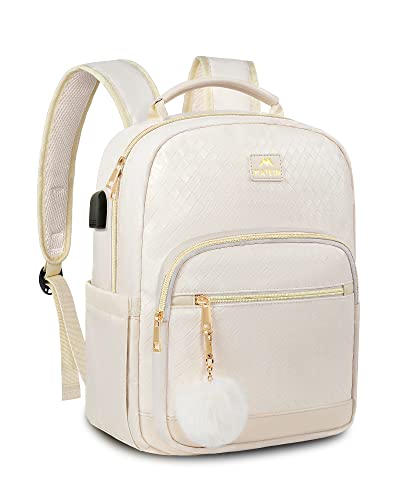 MATEIN Purse Backpack for Women, Waterproof Small Cute Fashion Shoulder Bag with USB Charging Port, Lightweight Mini Casual Daily Travel Backpack Daypack Gift for Ladies Teens Girls, Beige
