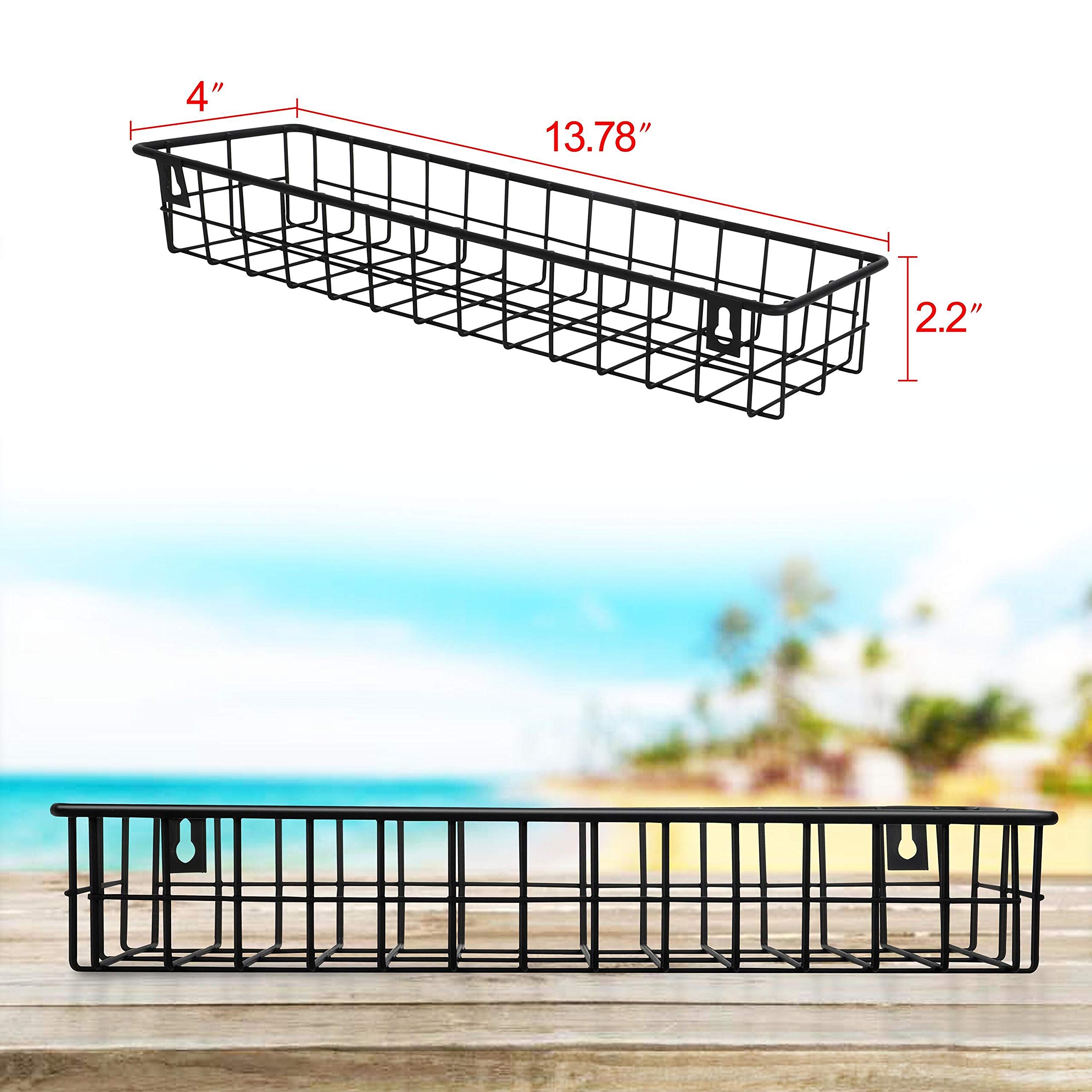 Hanging Wire Basket - Hanging Wall Basket, Hanging Baskets for Kitchen, Wall Basket Decor, Wall Shelves, Wall Rack, Spice Rack, Spice Storage Shelf, Wire Baskets for Organizing, Wire Shelving Unit