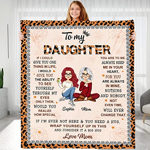 KERAOO Personalized Blanket Gift for Daughter, Christmas Birthday Gifts for Daughter, Custom Throw Blanket to My Daughter from Mom, Mother's Day Graduation Gifts (Custom Daughter-12)