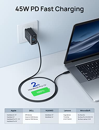 Charger Dock for Nintendo Switch, JSAUX 3-Port 45W GaN Switch Dock Set [USB-C/USB 3.0/4K HDMI] with Extention Cable and Adapter Compatible with Switch, MacBook Pro/Air, and iPad and Galaxy
