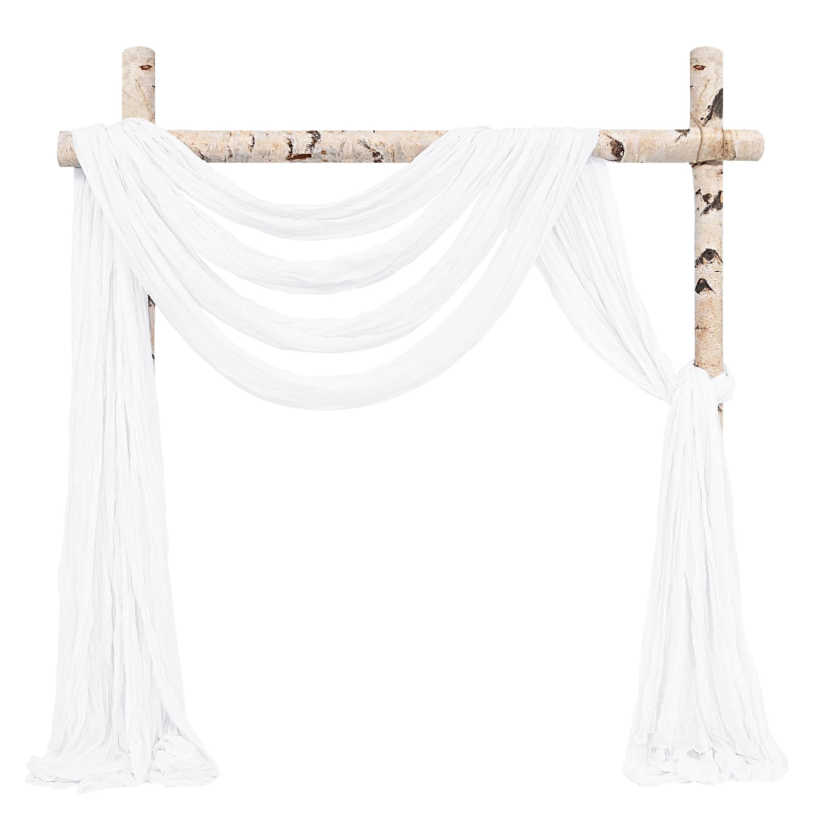 Wedding Arch Draping Fabric 4 Panels 20Ft White Cheesecloth Gauze Fabric Backdrop Curtain for Wedding Ceremony Arch Stage Party Ceiling Swag Decoration