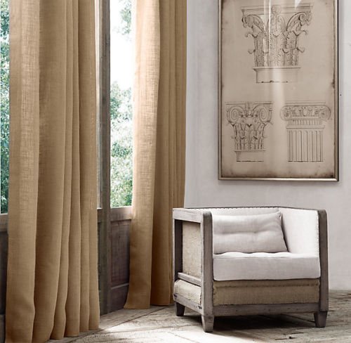 AK TRADING CO. Burlap Drape Panel Backdrop - 100% Jute Burlap Window Curtain Panel, Made in USA, Natural Burlap Curtains with 3-4" Rod Pocket, 2-Piece Set - 5ft x 9ft
