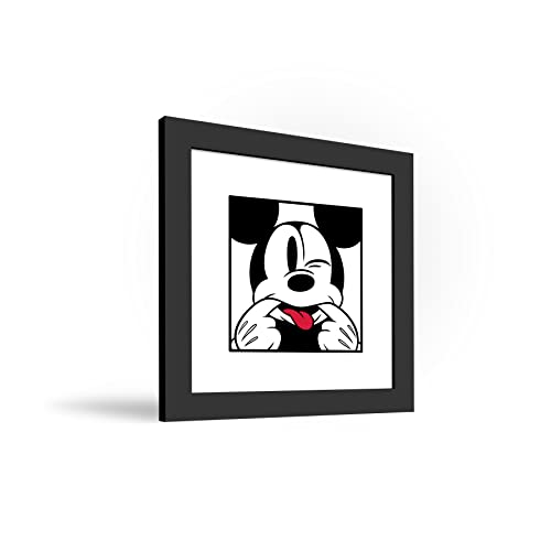 Trends International Gallery Pops Disney Mickey Mouse - Mickey Expressions - Funny Face Wall Art Wall Poster, 12" x 12", Black Framed Version