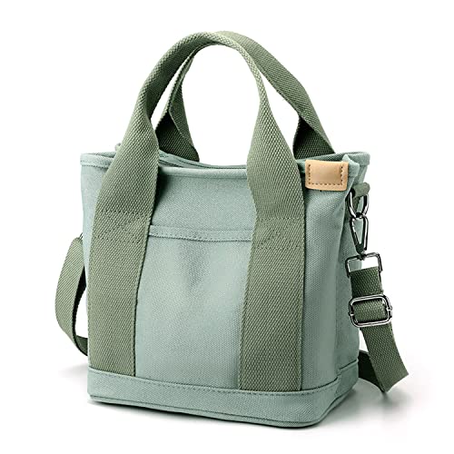 KRAEK Large Capacity Multi-Pocket Handbag Women's Canvas Tote Purses Crossbody Bag Vintage Tote Bags for School College(A-Green,Long Shoulder Straps)