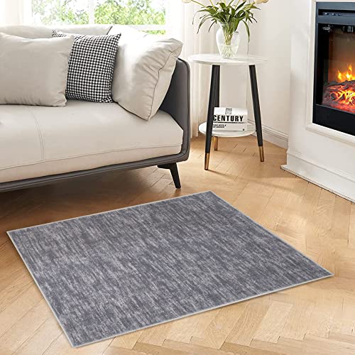 RUGSREAL Small Contemporary Area Rug Modern Solid Indoor Throw Carpe Machine Washable Non-Slip Low-Pile Area Rug for Living Room Bedroom Laundry, 2' x 3' Grey
