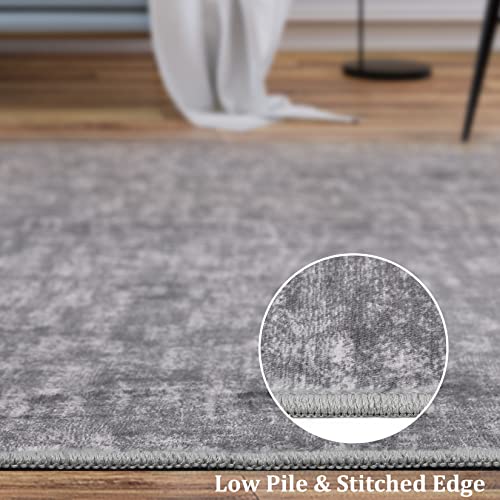 RUGSREAL Small Contemporary Area Rug Modern Solid Indoor Throw Carpe Machine Washable Non-Slip Low-Pile Area Rug for Living Room Bedroom Laundry, 2' x 3' Grey