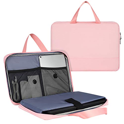 15.6 Inch Laptop Briefcase Bag for Women Ladies Bag with Accessories Organizer for Dell Inspiron 15, HP Envy X360/Pavilion 15.6, Acer Aspire 15, IdeaPad 3 15.6 ASUS MSI MacBook 15 Case, Pink