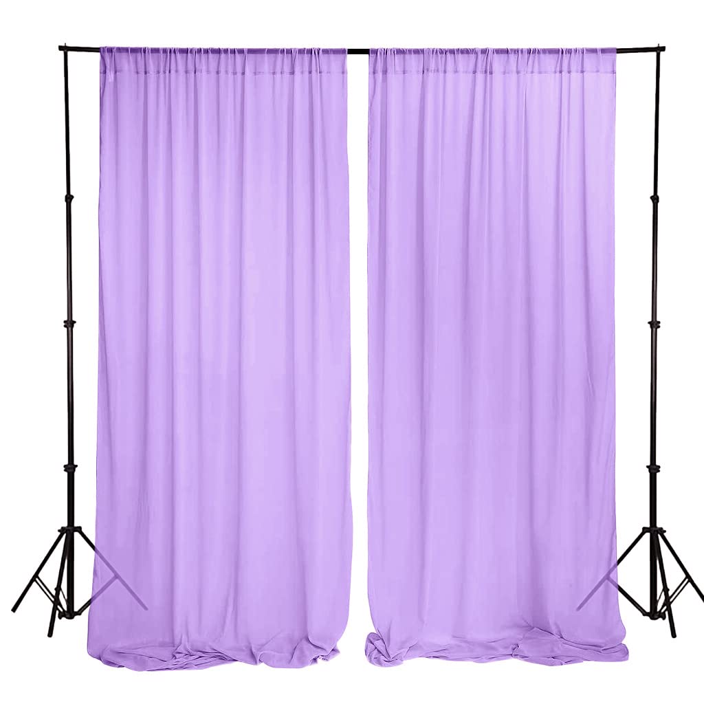 Chiffon Backdrop Curtain 5ftx9ft Lavender Voile Sheer Curtains 2 Panels Wedding Ceremony Backgrounds Polyester Chiffon Fabric Drapes for Party Stage Decoration (5ftx9ft(29x108 x2), Lavender)