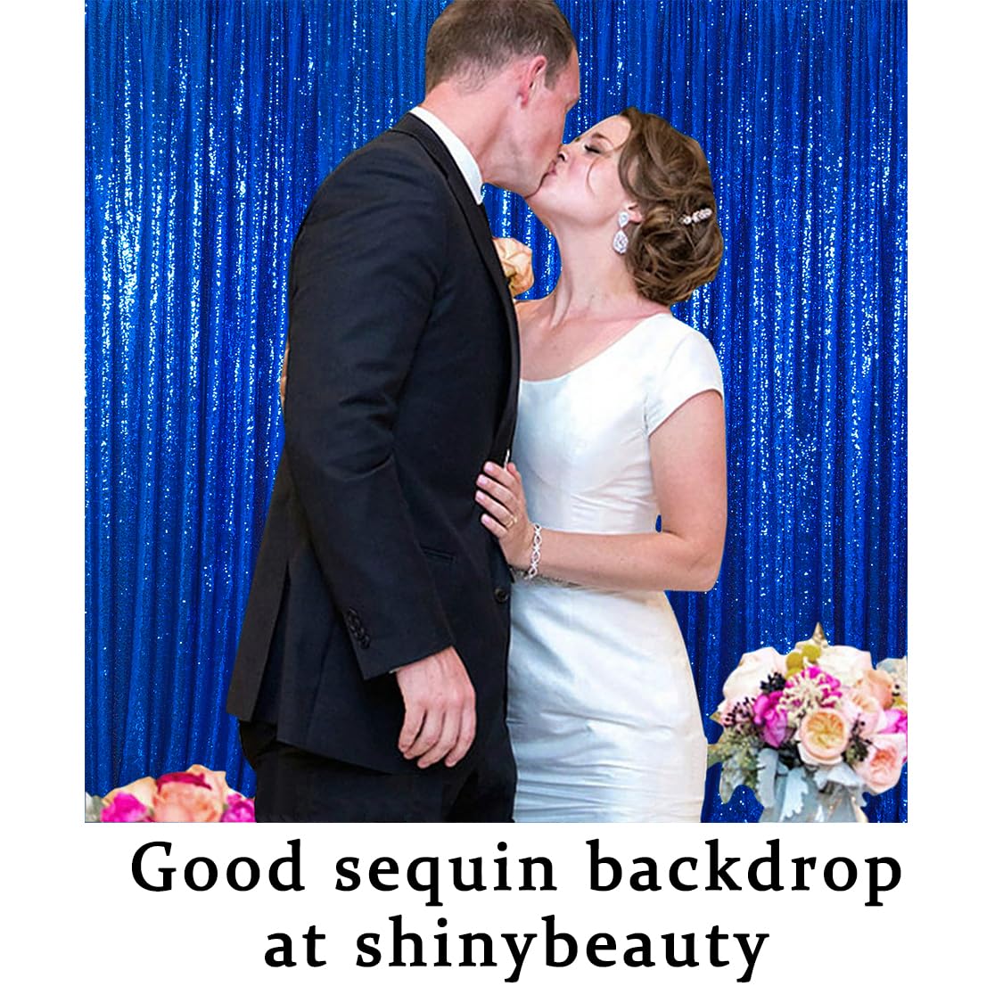 ShinyBeauty Royal Blue Sequin Backdrop Curtain 2 Panels 4FTx10FT Glitter Backdrop Set Sequin Backdrop for Baby Shower N0312