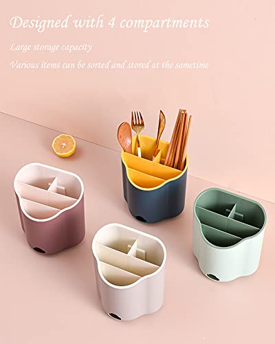 Synoigge Bathroom Shelf Organizer Wall Mounted Kitchen Utensil Holder Floating Shelves Self Adhesive Makeup Brush Holder Plastic Storage Organizer Bins for Kitchen, Bathroom, Countertop (Blue)
