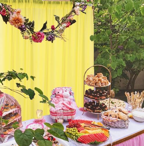 ShinyBeauty Chiffon Backdrop Curtain 2 Panel 29x108 Yellow Tulle Backdrop Chiffon Backdrop Drapes 5FTx10FT Yellow Chiffon Backdrop Wedding Chiffon Curtains for Backdrop(29x108'' x2pcs, Yellow)