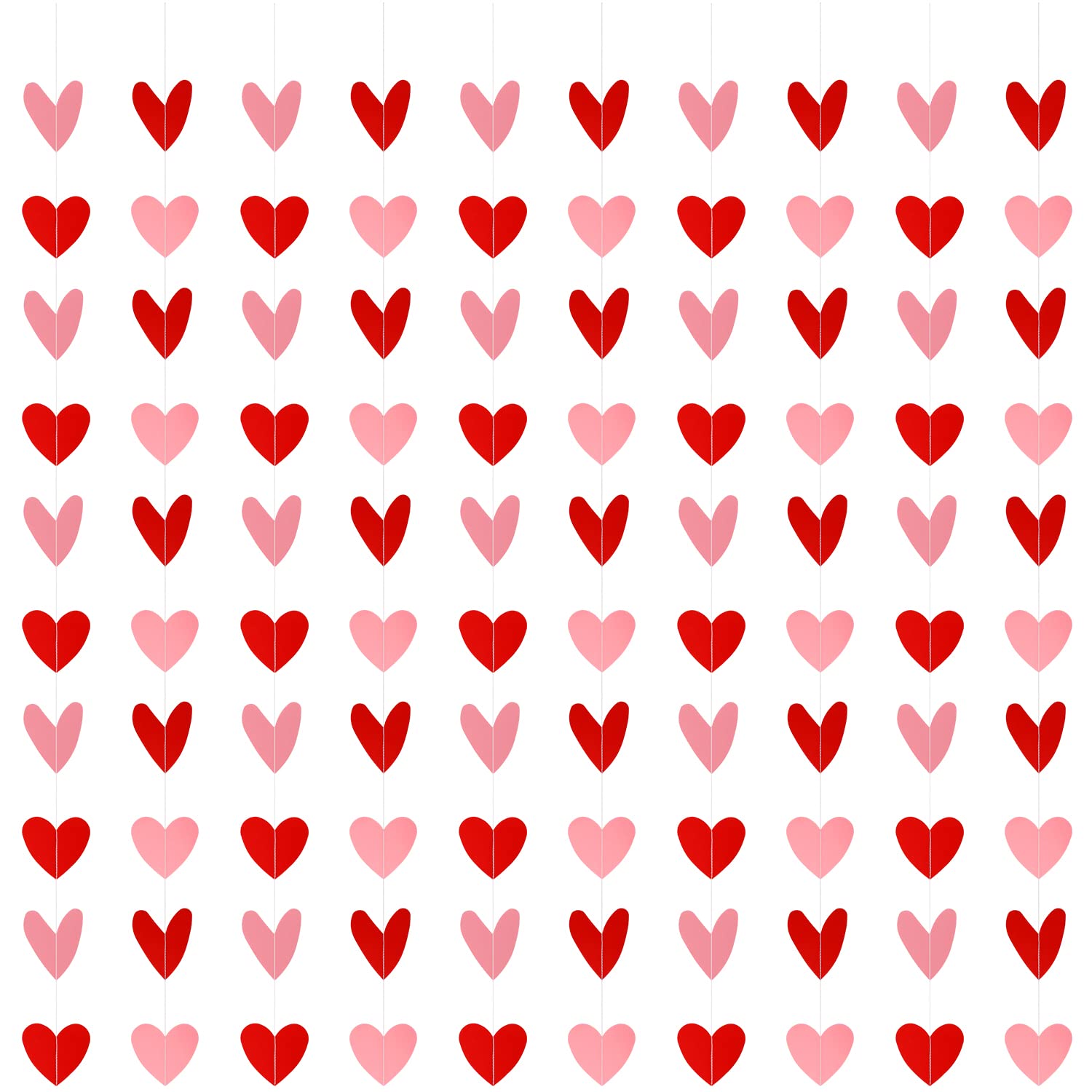CCINEE 10 Pack Valentines Red Pink Heart Hanging Garland Banners Paper Heart Hanging String Garlands Valentine Hanging Heart Decoration for Valentine's Day Wedding Engagement Home Party Decor