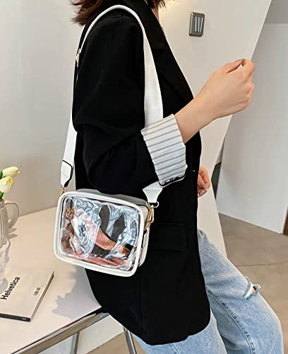 Obosoyo Clear Crossbody Bag PVC Transparent Shoulder Bag Clear Purse Bag Tote with Adjustable Strap Stadium Approved