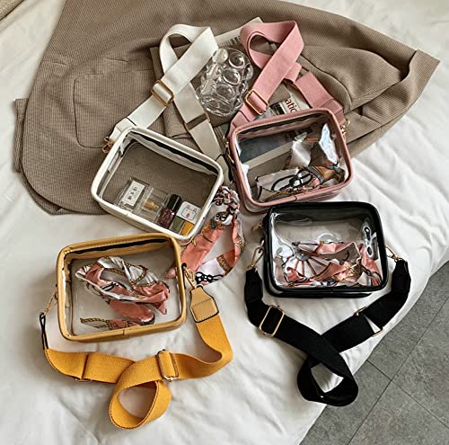 Obosoyo Clear Crossbody Bag PVC Transparent Shoulder Bag Clear Purse Bag Tote with Adjustable Strap Stadium Approved