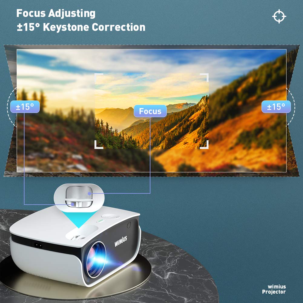 Wimius Mini Projector with WiFi and Bluetooth,240” Display&1080P Full Hd Enhanced Suport,Portable Phone Movie Projector for Outdoor Movie Night, Compatible with Tv Stick/ PC/PS5/IOS/Android
