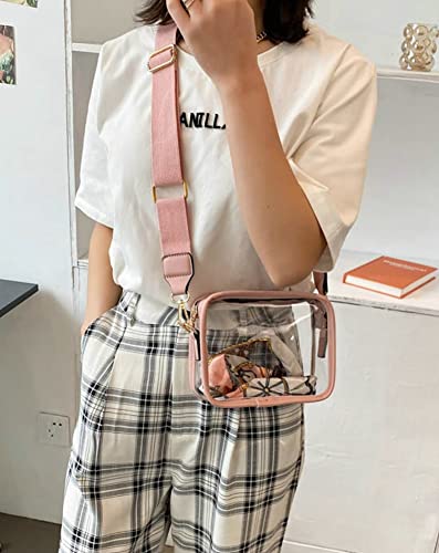Obosoyo Clear Crossbody Bag PVC Transparent Shoulder Bag Clear Purse Bag Tote with Adjustable Strap Stadium Approved