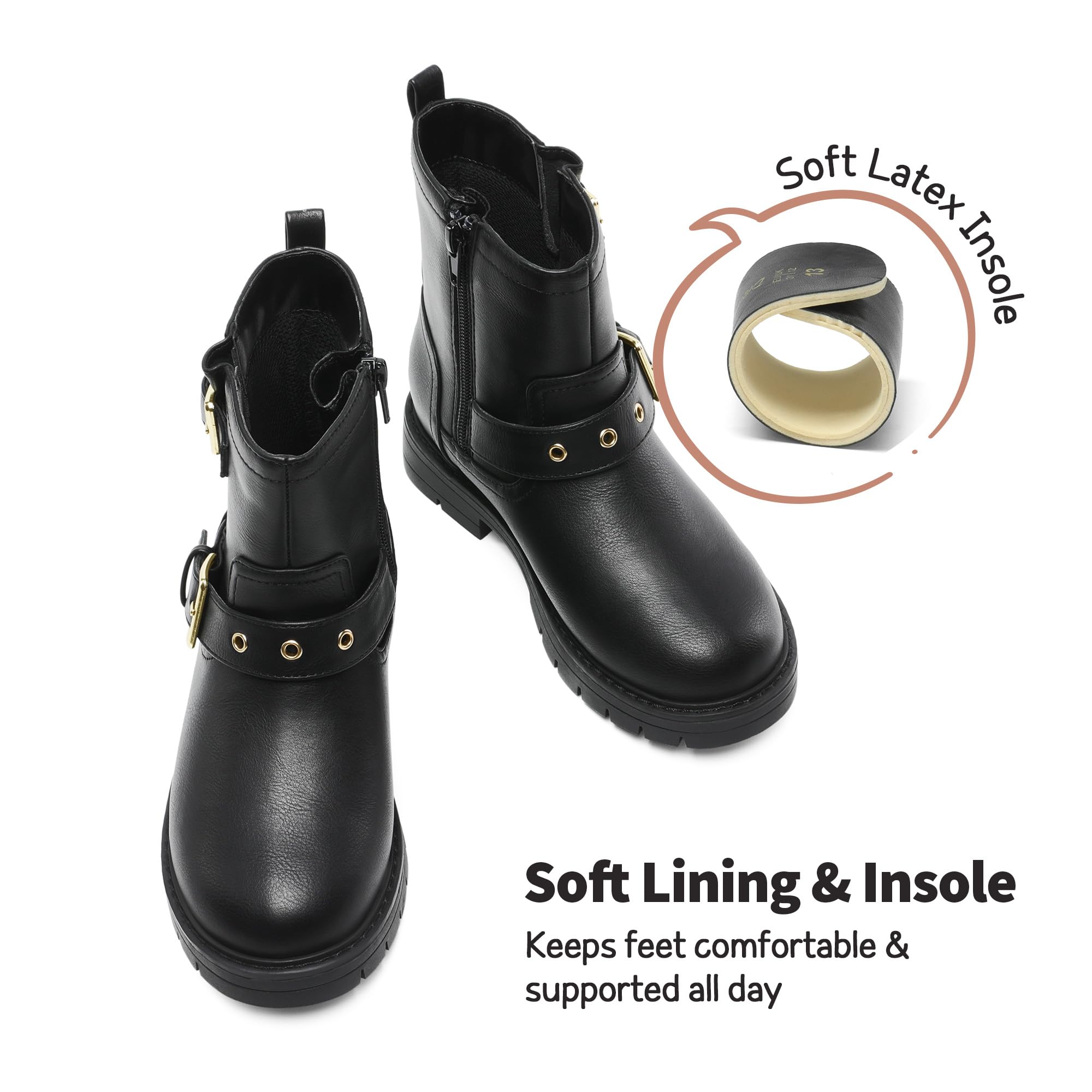 DREAM PAIRS Girls Ankle Booties Waterproof Side Zipper Boots Sdbo2305k Black Size 13 Little Kid