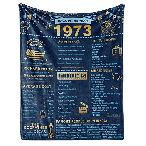Shanfeirui 50th Birthday Gifts for Women, 50th Birthday Gifts for Men, 50th Birthday, 50th Wedding, 50th Wedding Ideas, Back in 1973 Gifts Blanket 50 Ă 60 inches