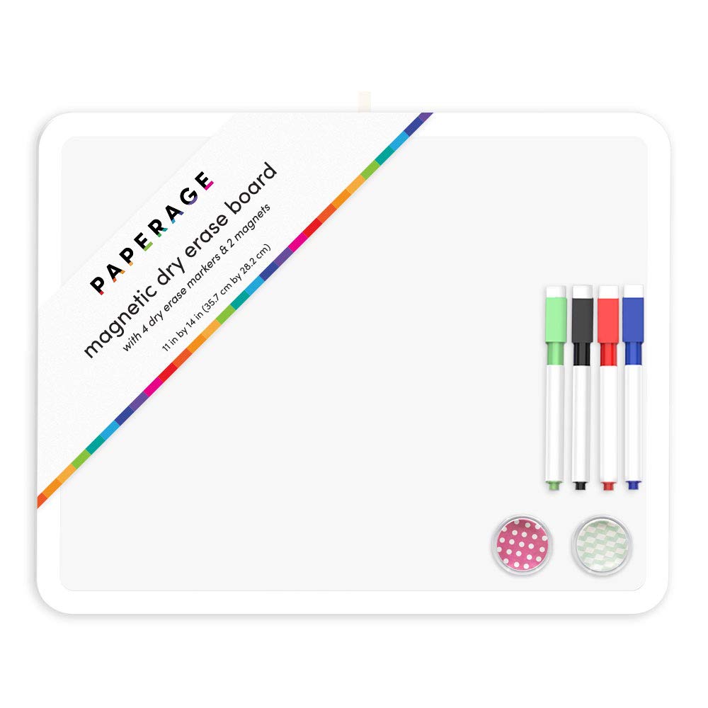 Dry Erase Board 11 by 14 in - Magnetic Whiteboard with 4 Markers and 2 Magnets- White Frame- for School, Home, Office, Remote Learning- Easy to Hang on Walls or Magnetic Surface