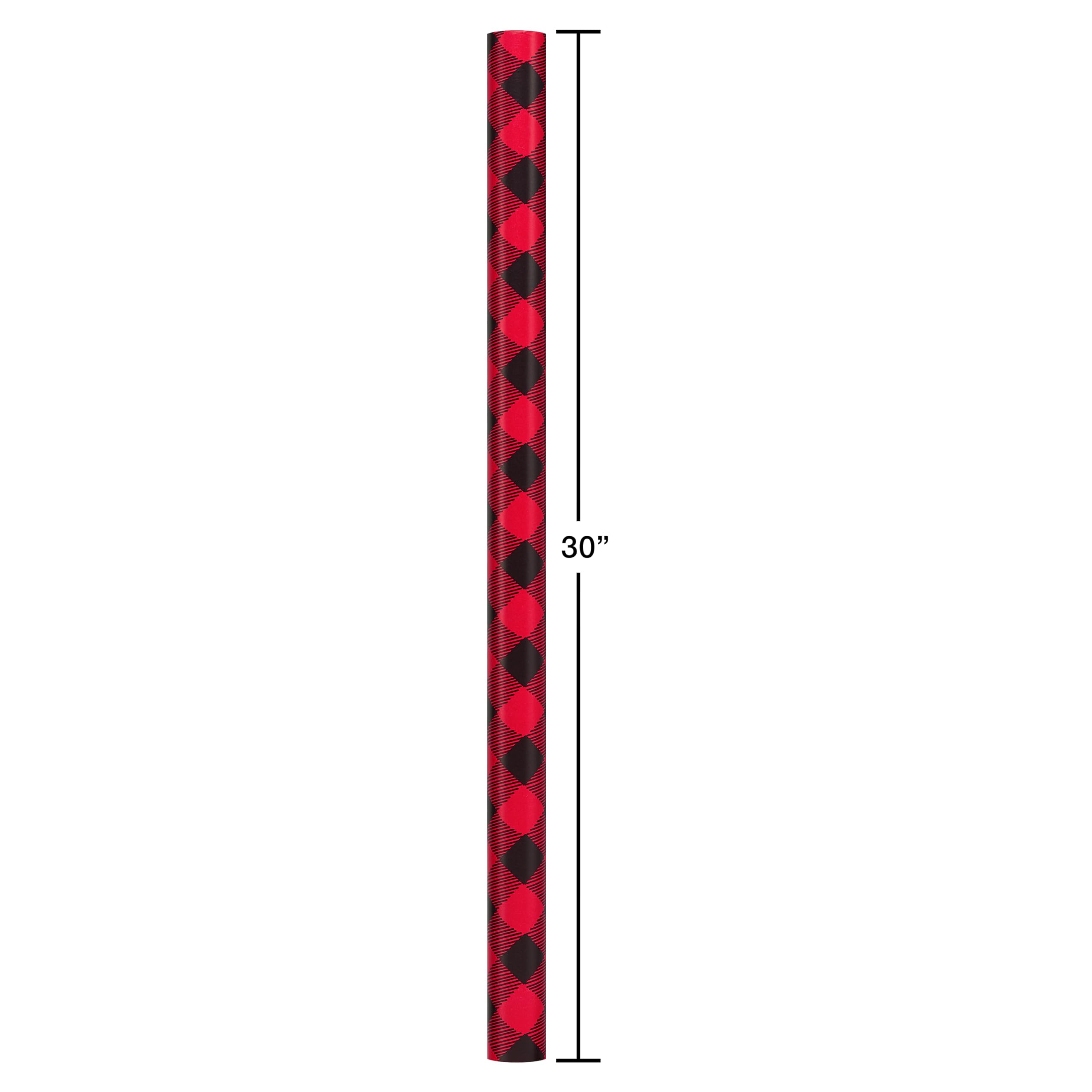 American Greetings Christmas Wrapping Paper Set with Cut Lines, Red, Black and White, Plaid, Reindeer and Snowflakes (4 Rolls, 7 Bows, 30 Gift Tags, 120 sq. ft.)