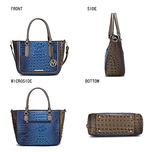 MKF Collection Satchel Bag for Women’s,Crocodile Embossed Vegan leather Crossbody Tote Handbag Top-Handle Purse