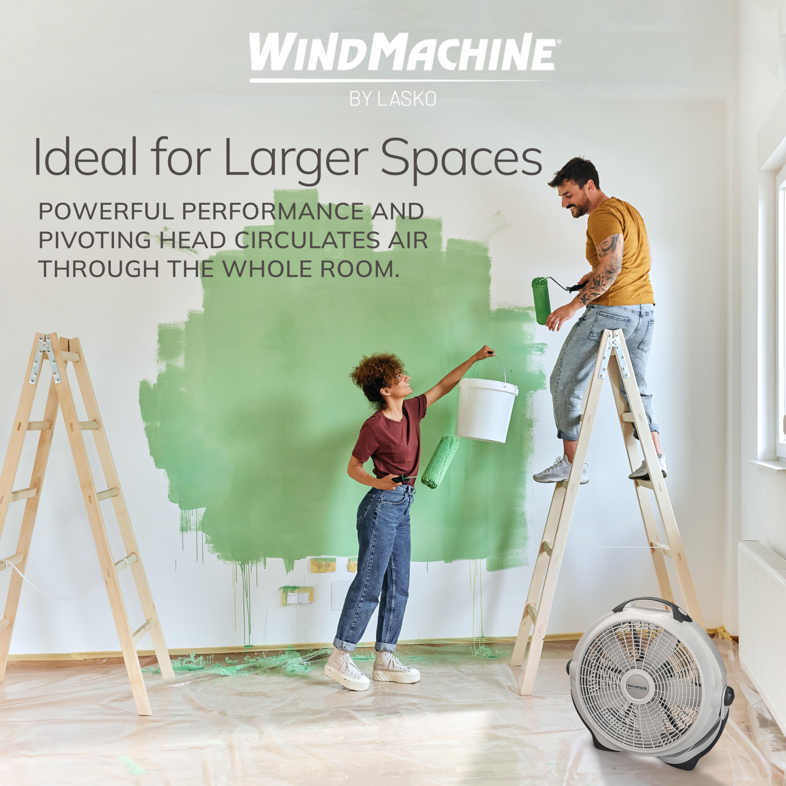 Lasko 3300 Wind Machine Air Circulator Portable High Velocity Floor Fans, for Indoor Home Cooling Breezes and, White Noise in Bedroom