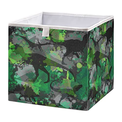 DOMIKING Dinosaurs Storage Bins for Closet Shelves Bedroom Foldable Fabric Storage Basket with Sturdy Handle Large Baskets Organization Cubes 11 Inch