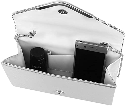 AYKDAS Purses & Totes, Evening Clutches & Crossbody Bags Flash Elegant Clutch, Gold, Silver, Pink (Black) Shiny Handbag (Color : Silver)