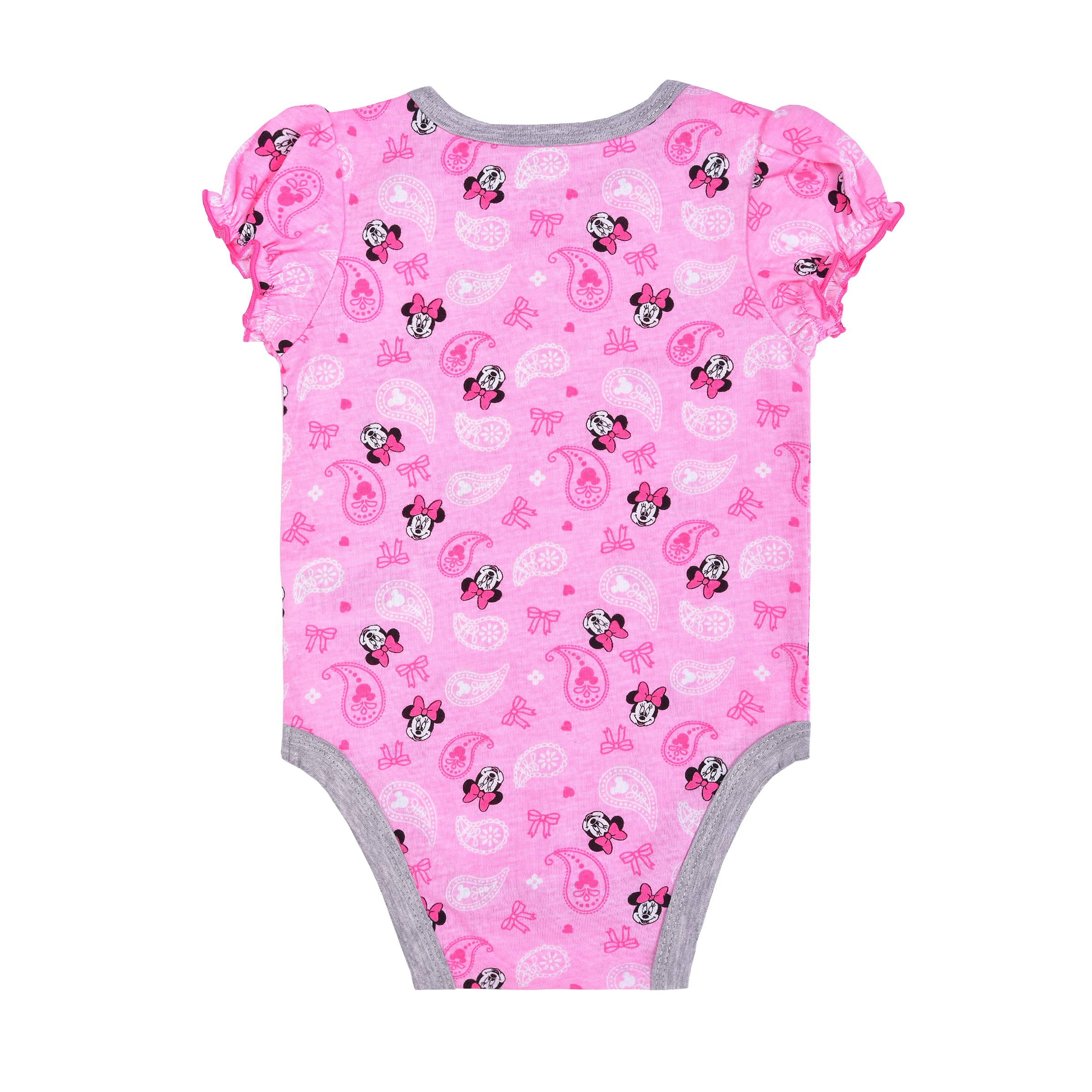 Disney Baby Girls' 3 Pack Minnie Mouse Bodysuit, Pink, 6/9 Months