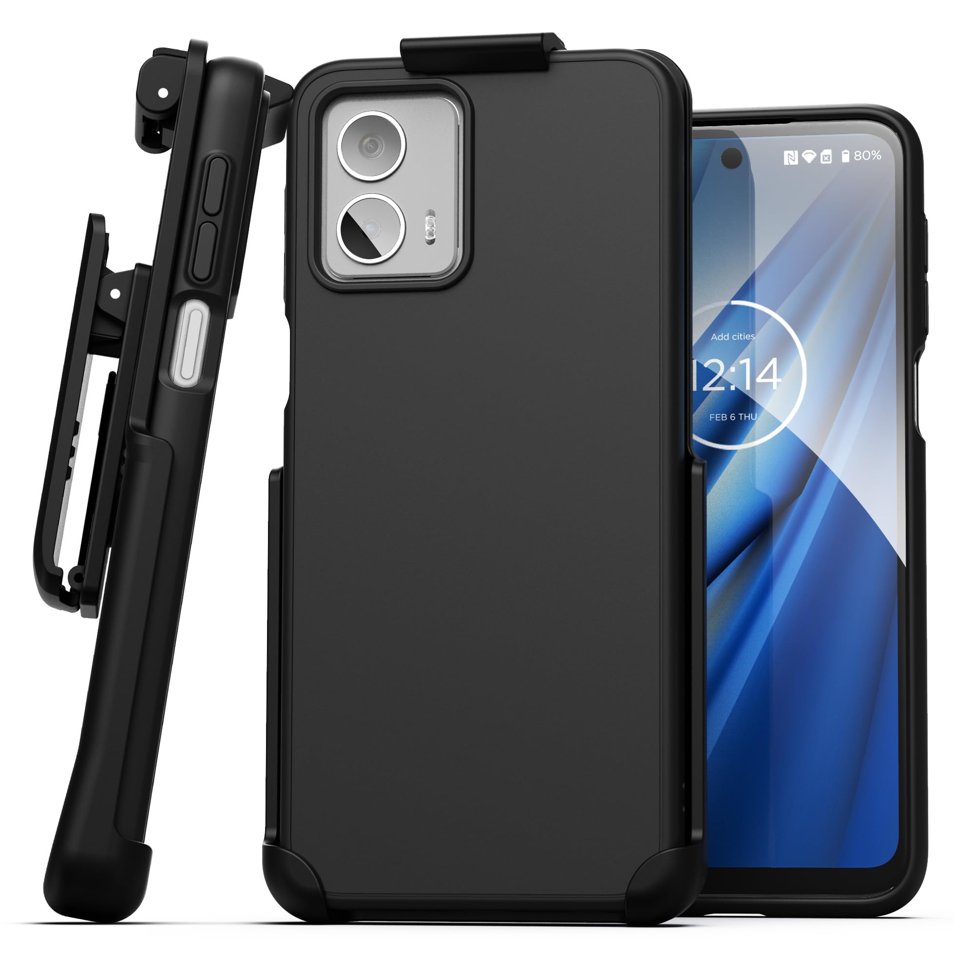 Encased Belt Case for Moto G 5G (2023) Slimshield Phone Case with Holster Clip (2023 Motorola G-5G 2023) Matte Black