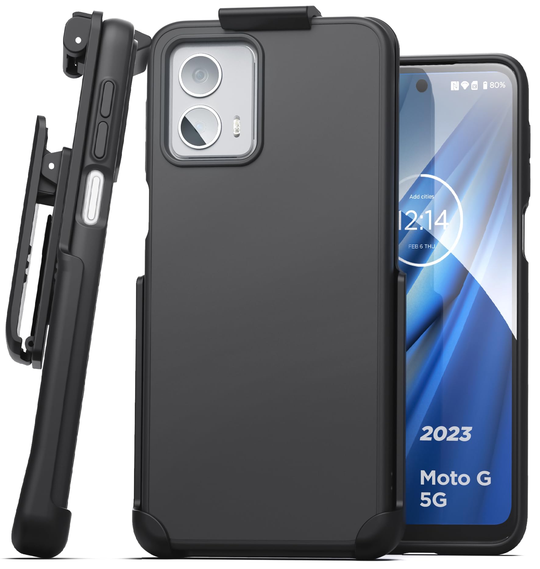 Encased Belt Case for Moto G 5G (2023) Slimshield Phone Case with Holster Clip (2023 Motorola G-5G 2023) Matte Black