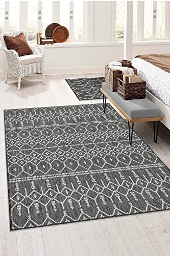 Adiva Rugs Outdoor Indoor Area Rug, Weather Resistant, Easy to Clean, Stain Resistant Floor Mat for Dining Room, Backyard, Deck, Patio (Pebble Weiss, 2' x 3')